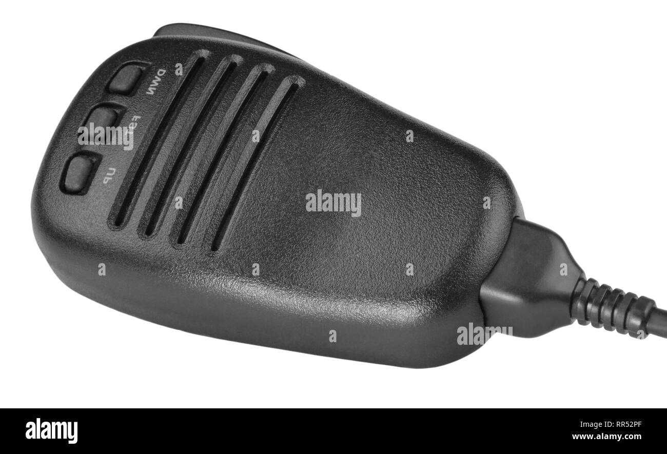 black handheld dynamic microphone for radiocommunication Stock Photo ...