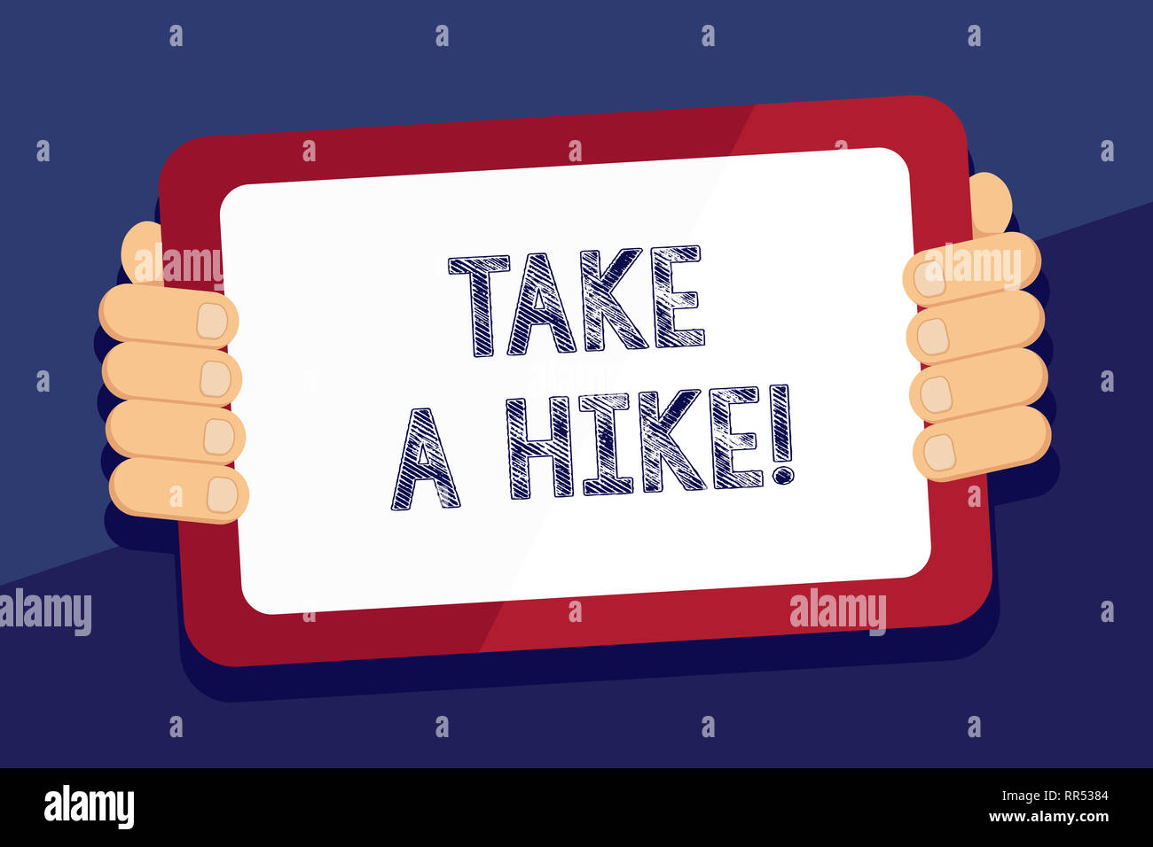 Writing note showing Take A Hike. Business photo showcasing Go on an ...