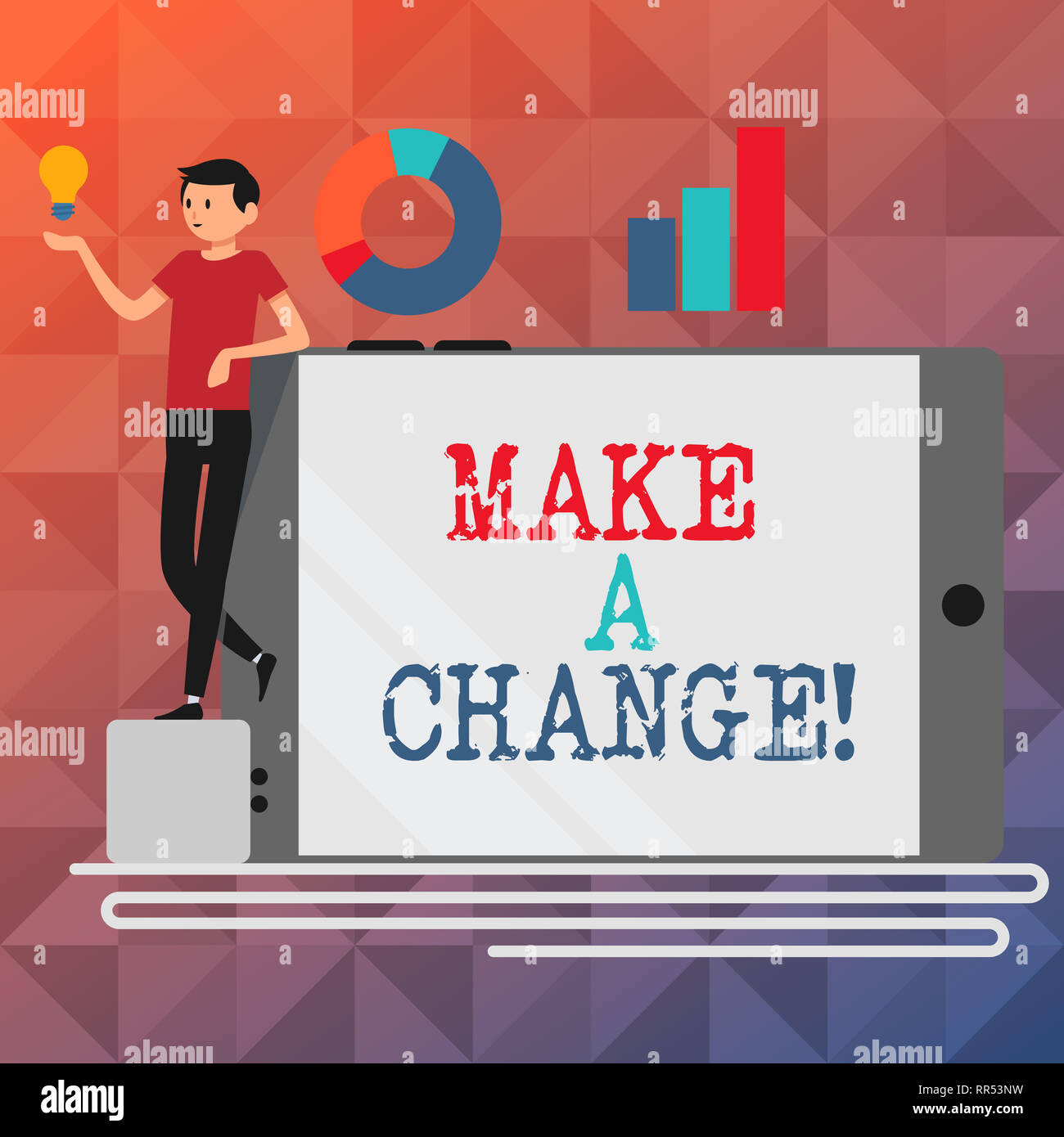 Text sign showing Make A Change. Conceptual photo Try new thing Evolve ...