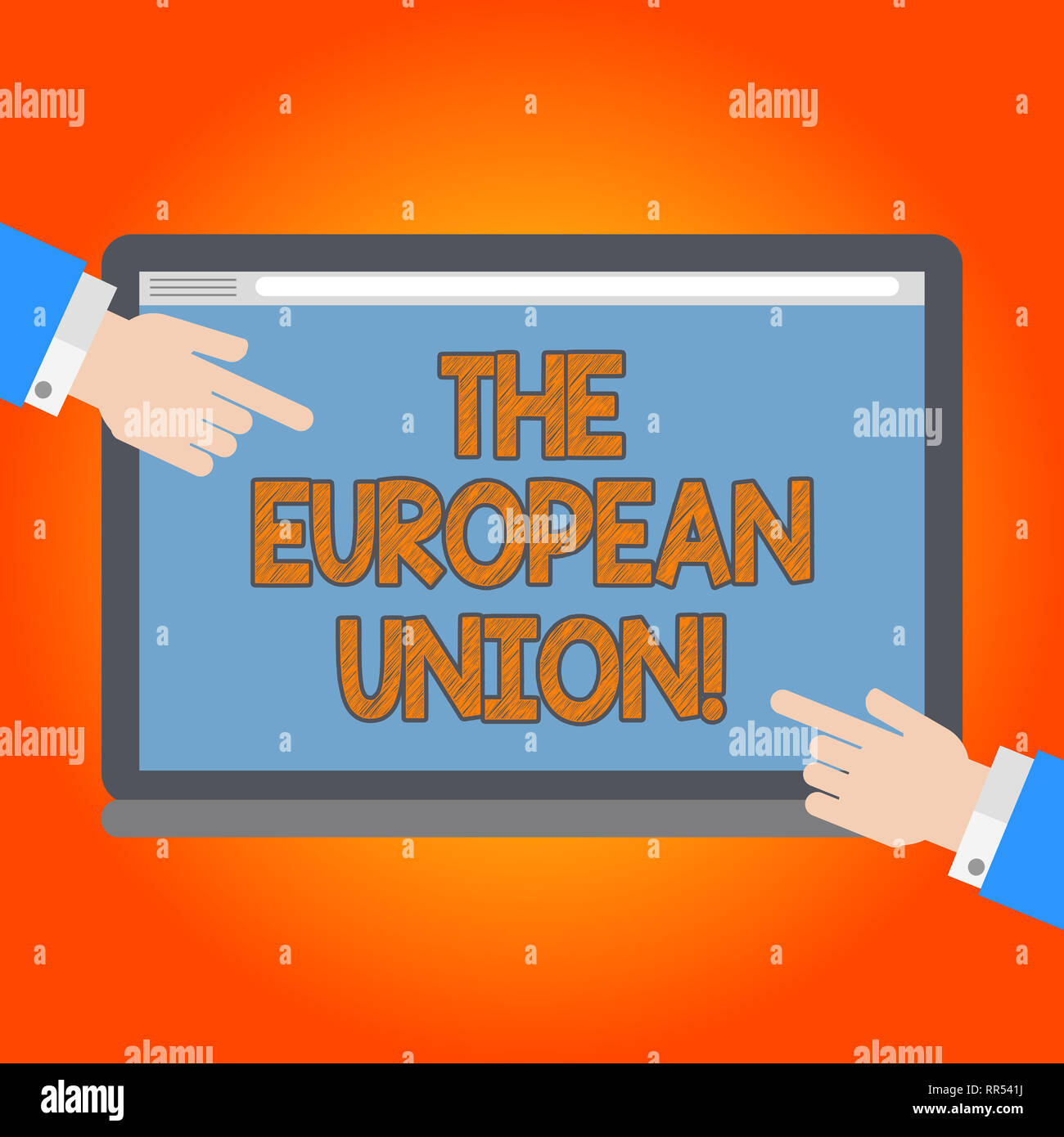 Handwriting text The European Union. Concept meaning EU to which the ...