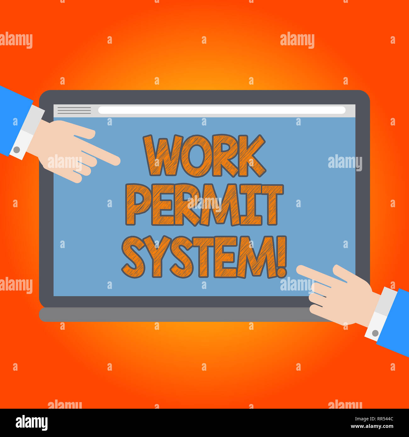 Handwriting text Work Permit System. Concept meaning formal written ...