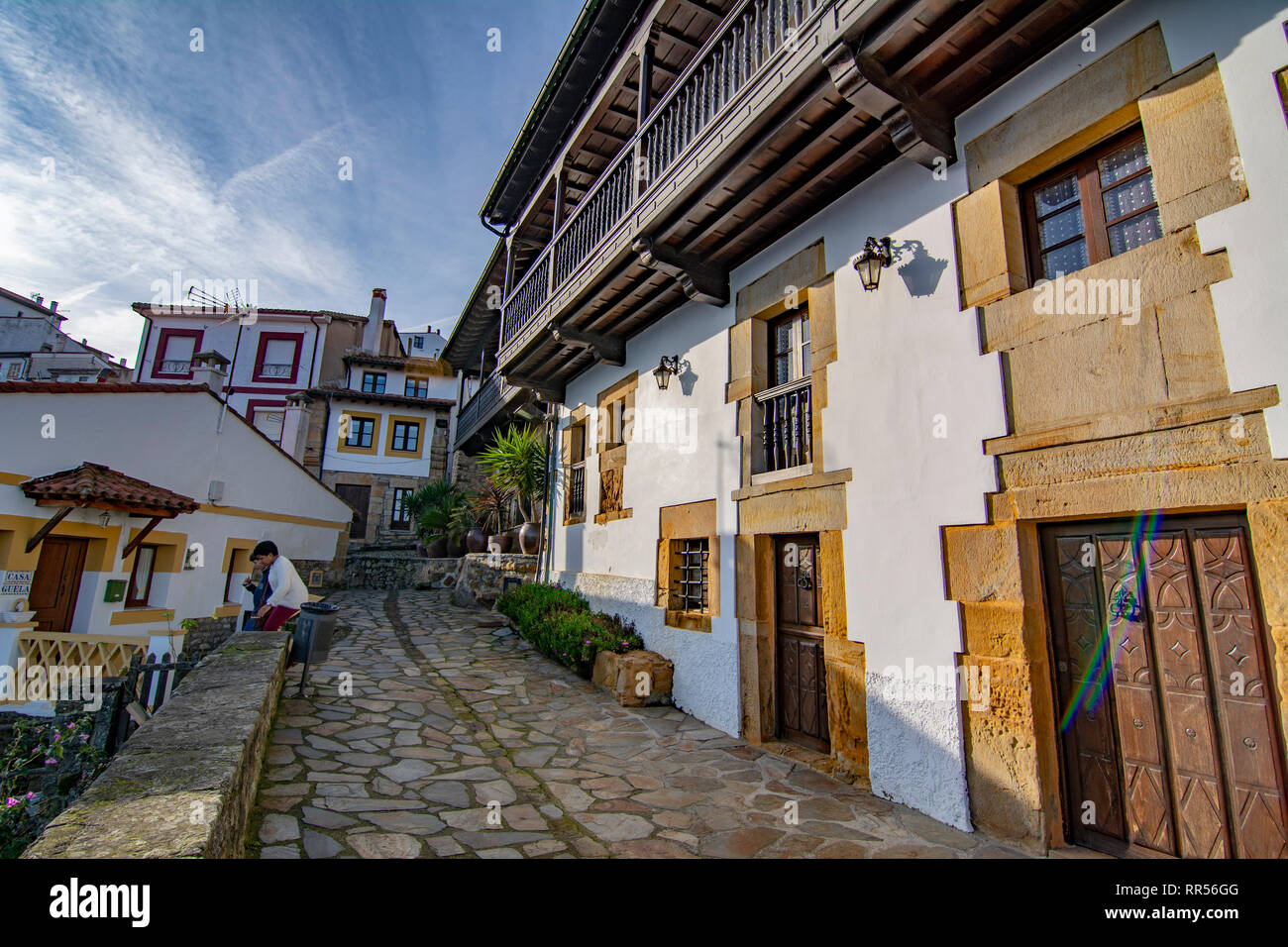Lastres, Asturias, Spain: January 2016: Streets and buildings of the ...