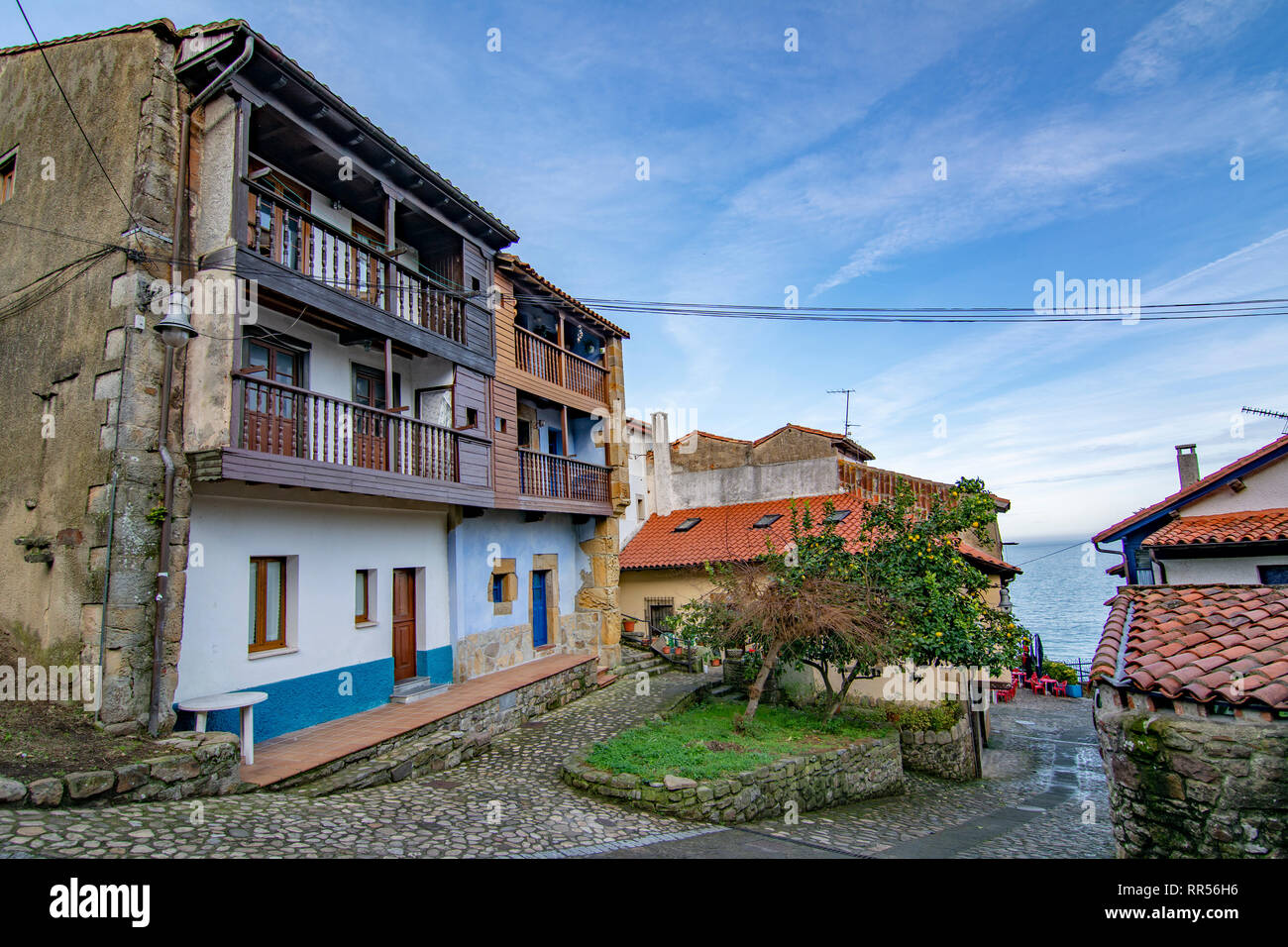 Lastres, Asturias, Spain: January 2016: Streets and buildings of the ...