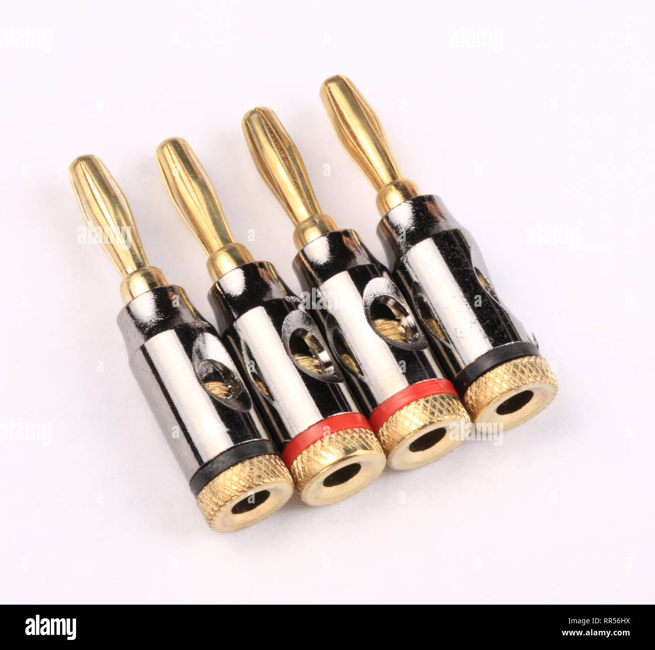 four electric banana plug Stock Photo - Alamy