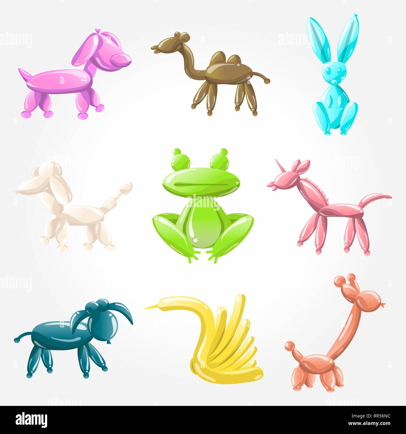 Animal balloons. Vector balloon animals for happy kids party isolated ...