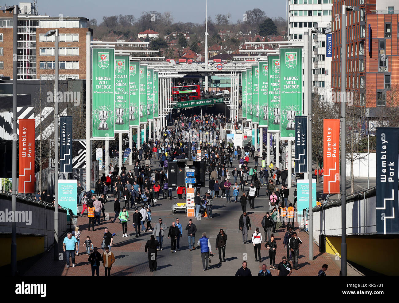 Fans on Wembley Way near the stadium before the Carabao Cup Final at ...