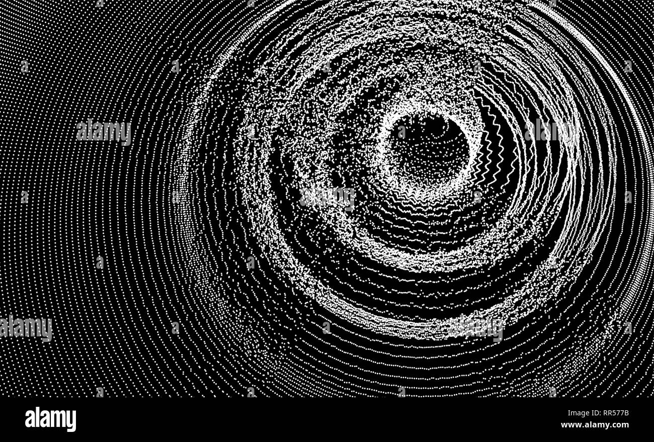 Abstract circular background with dynamic dots. Radial structure for science or technology ...