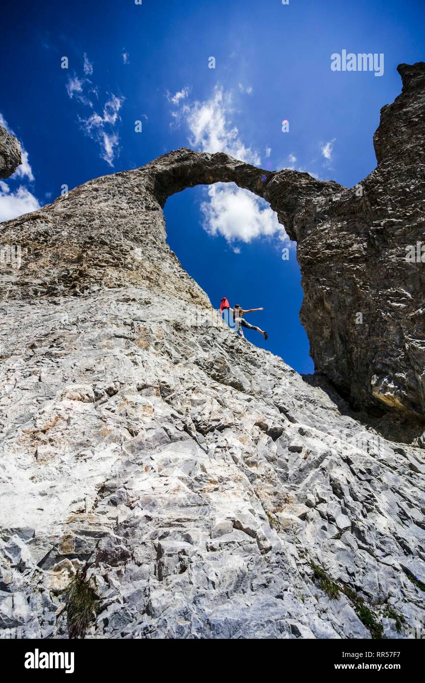 Powerful girl hiking in French Alps. Aiguille Percee, France Stock ...