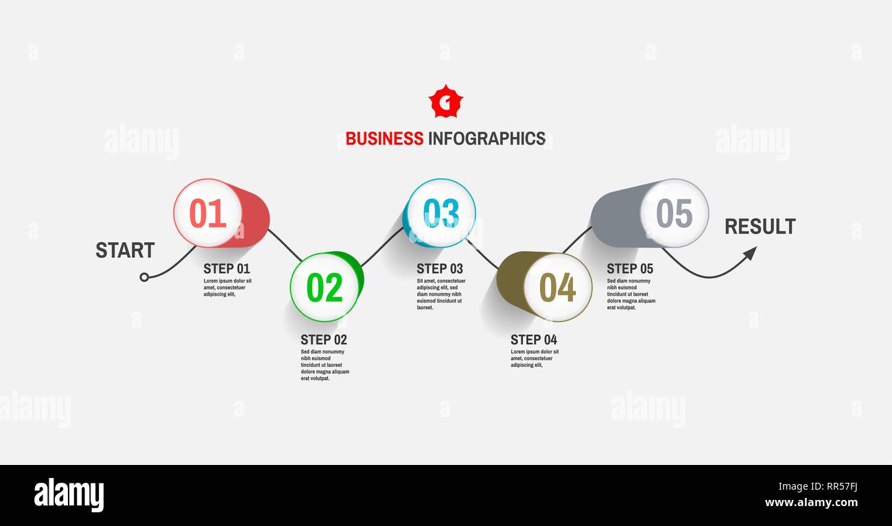 Startup infographic template with five steps. Business concept. Vector ...
