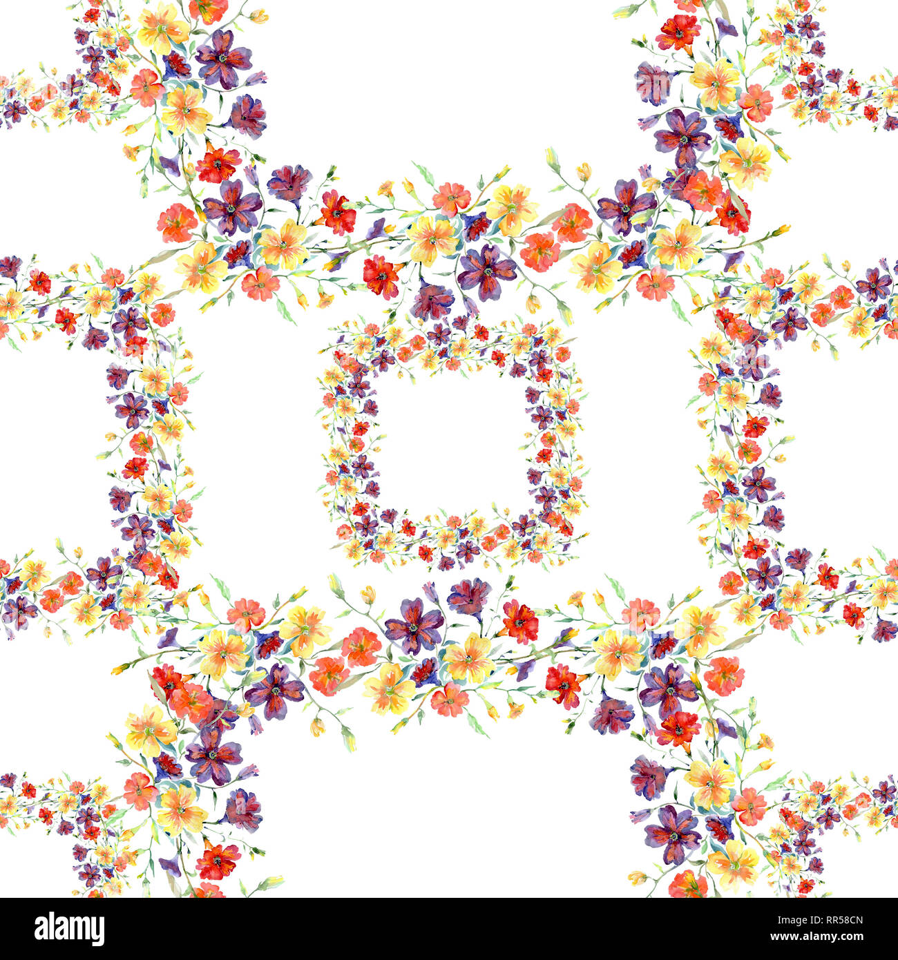 Bouquet red and yellow floral botanical flowers. Watercolor background ...