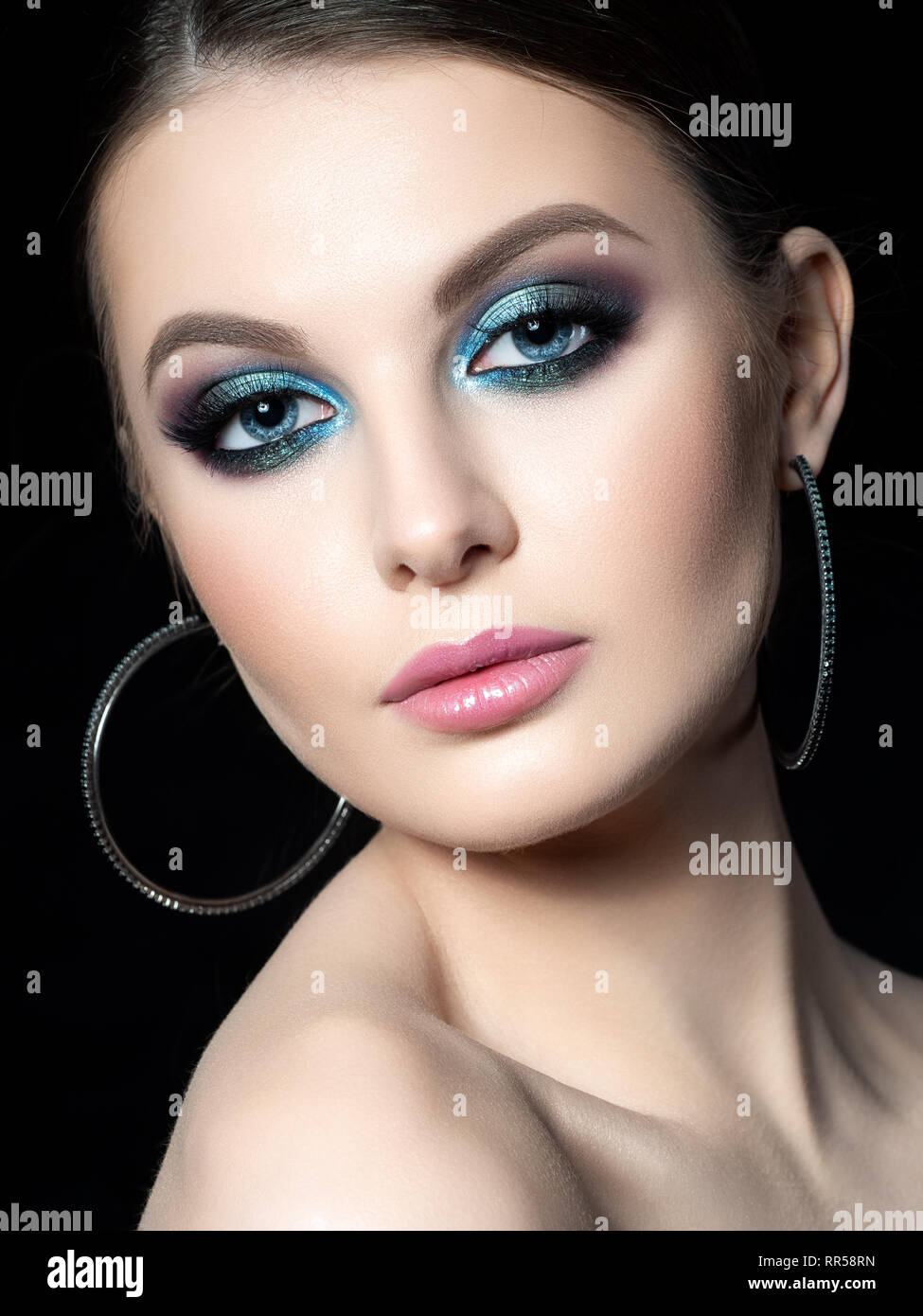 Portrait of beautiful woman with fashion makeup Stock Photo - Alamy
