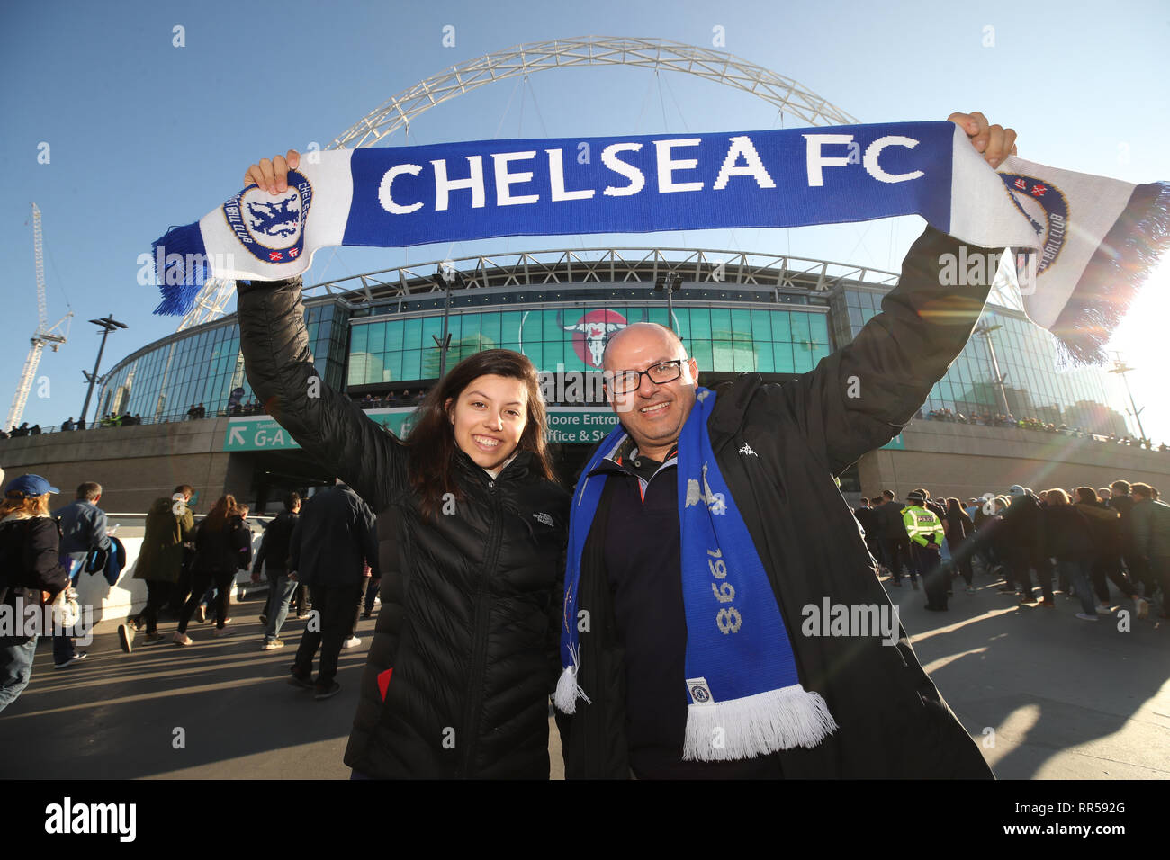 Chelsea fans show their support outside the stadium before the Carabao ...