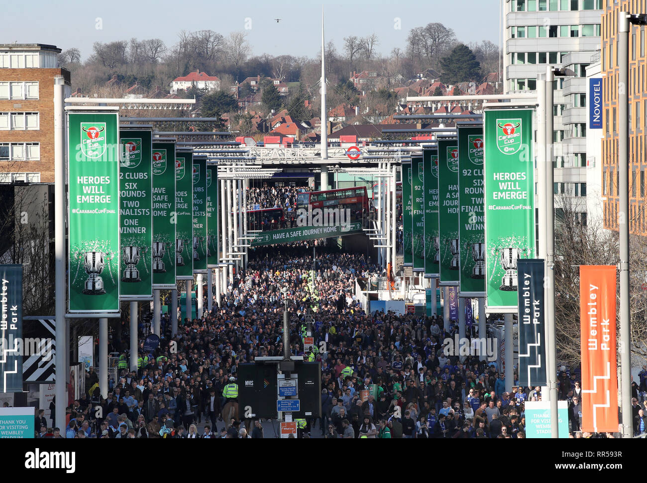 Fans on Wembley Way near the stadium before the Carabao Cup Final at ...
