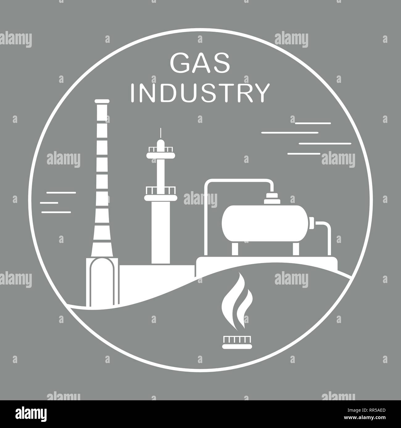 Vector illustration with equipment for gas production. Gas industry ...