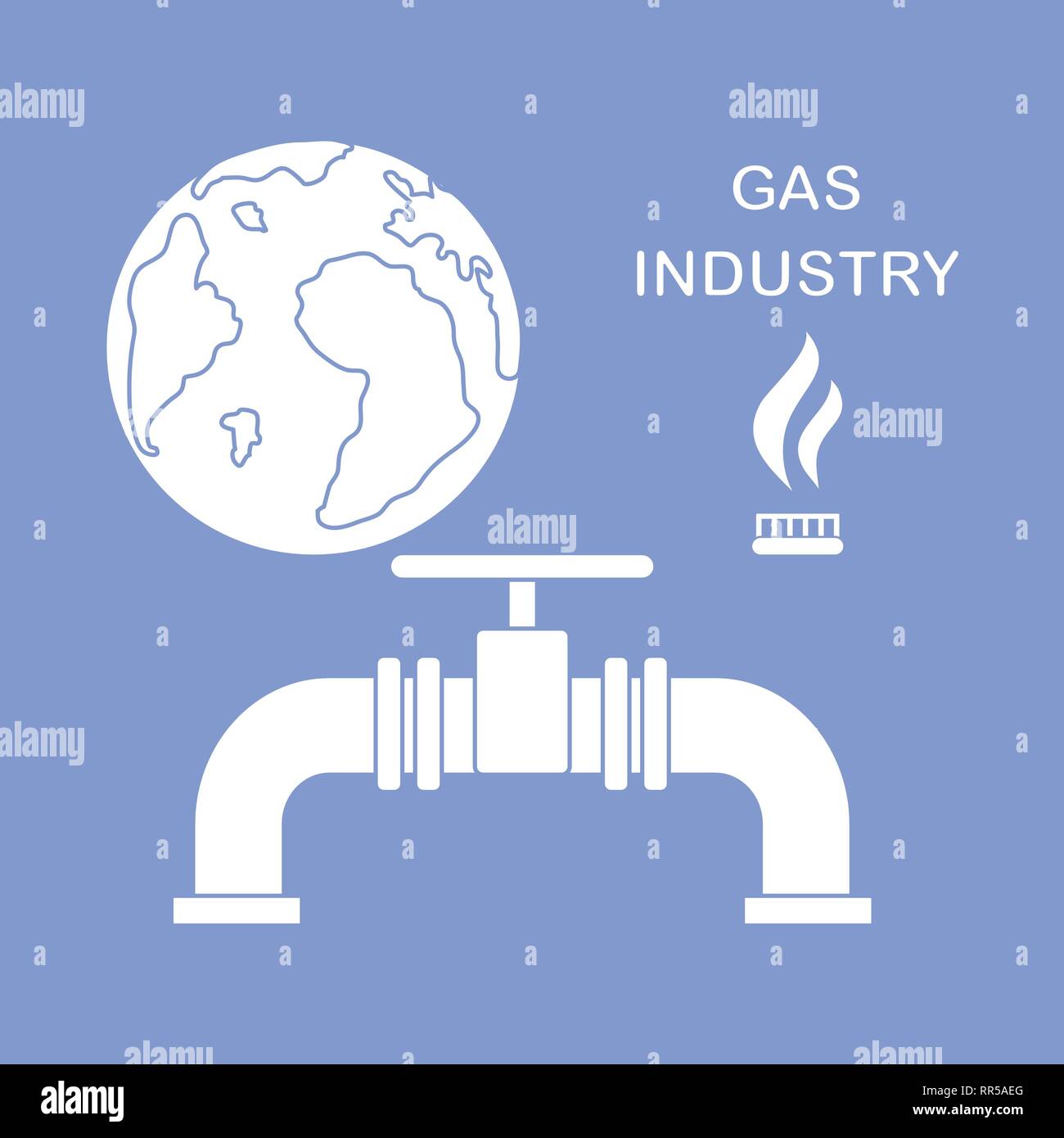 Vector illustration with equipment for gas production and earth. Gas ...