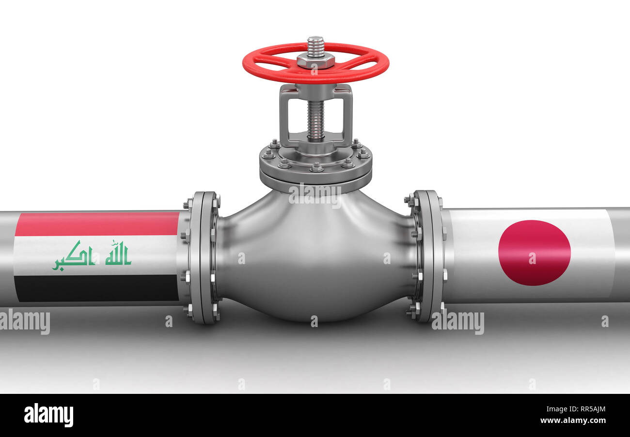 Pipeline with flags. Image with clipping path Stock Photo - Alamy