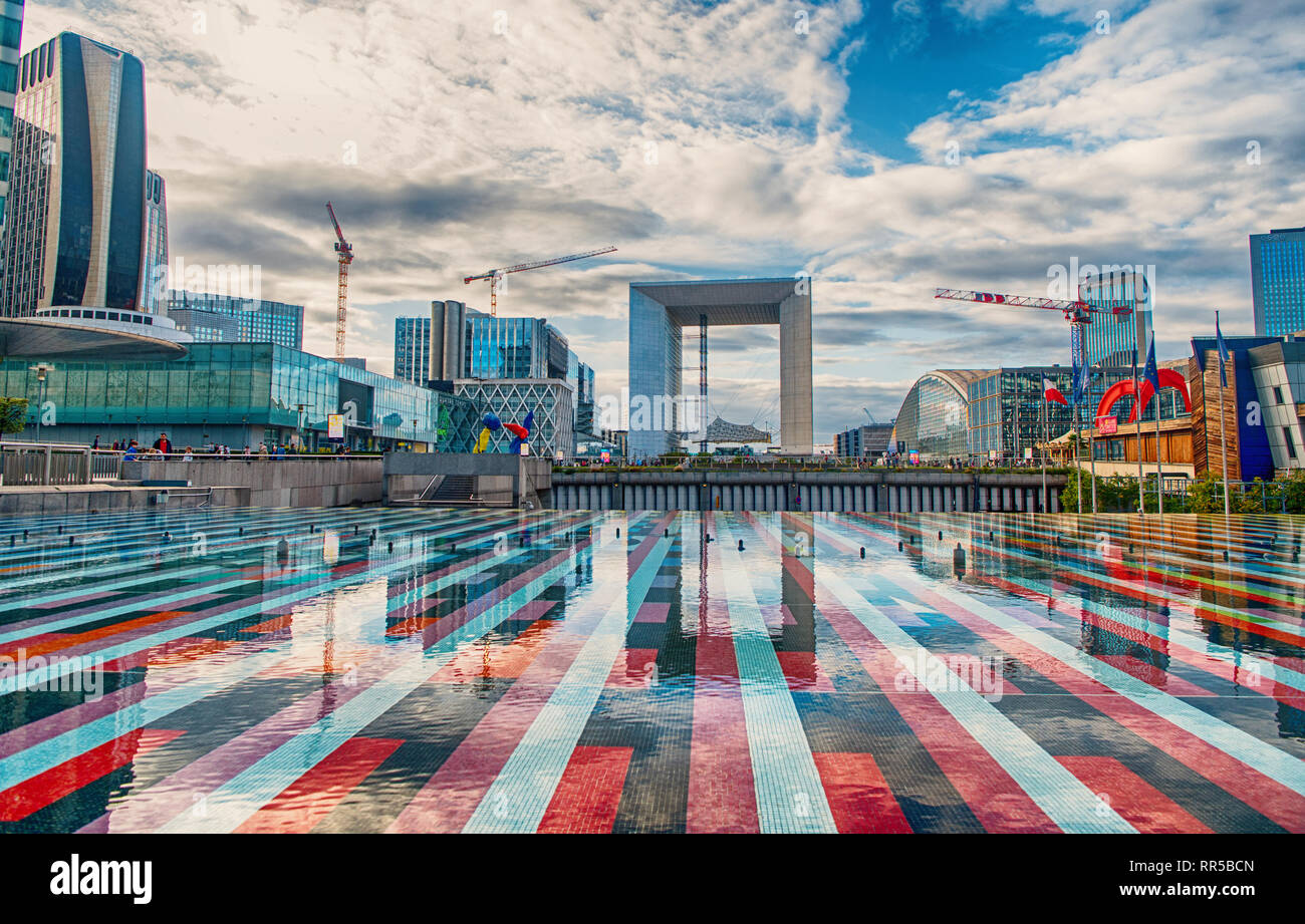 Paris, France - September 30, 2017: grande arche in la defense district ...