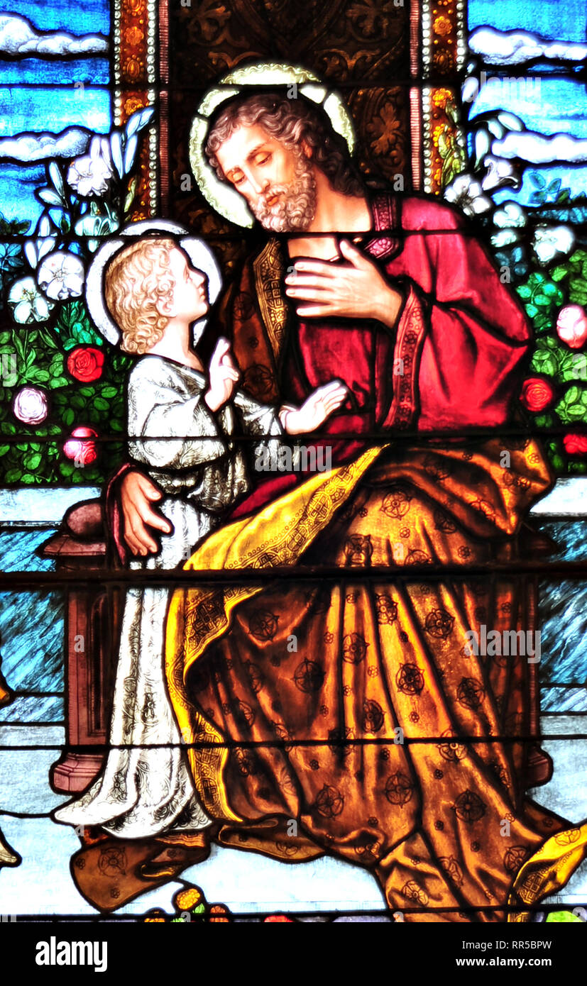 Jesus and a Little Child Stained Glass Window Stock Photo - Alamy
