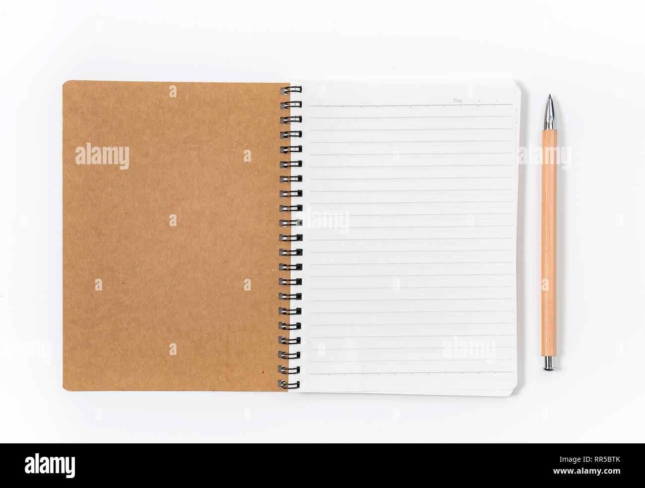 Brown spiral notebook isolated on white background.top view Stock Photo ...