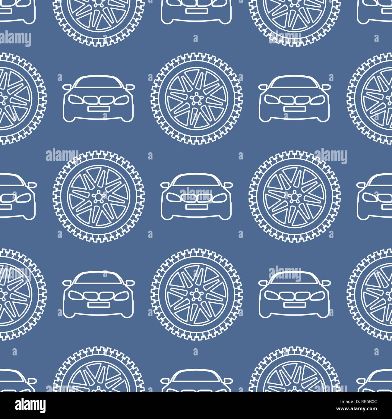 Seamless pattern with cars and wheels. Automotive background. Transport ...