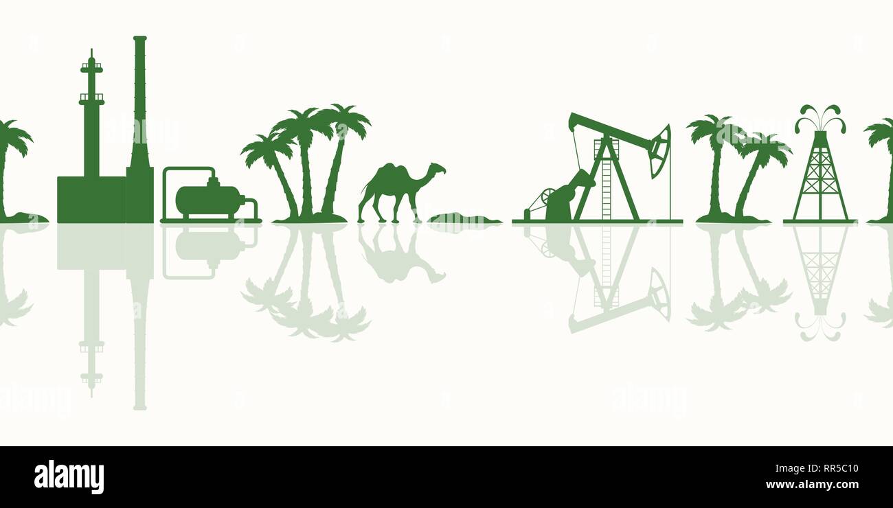 Vector seamless pattern with equipment for oil production, refinery ...