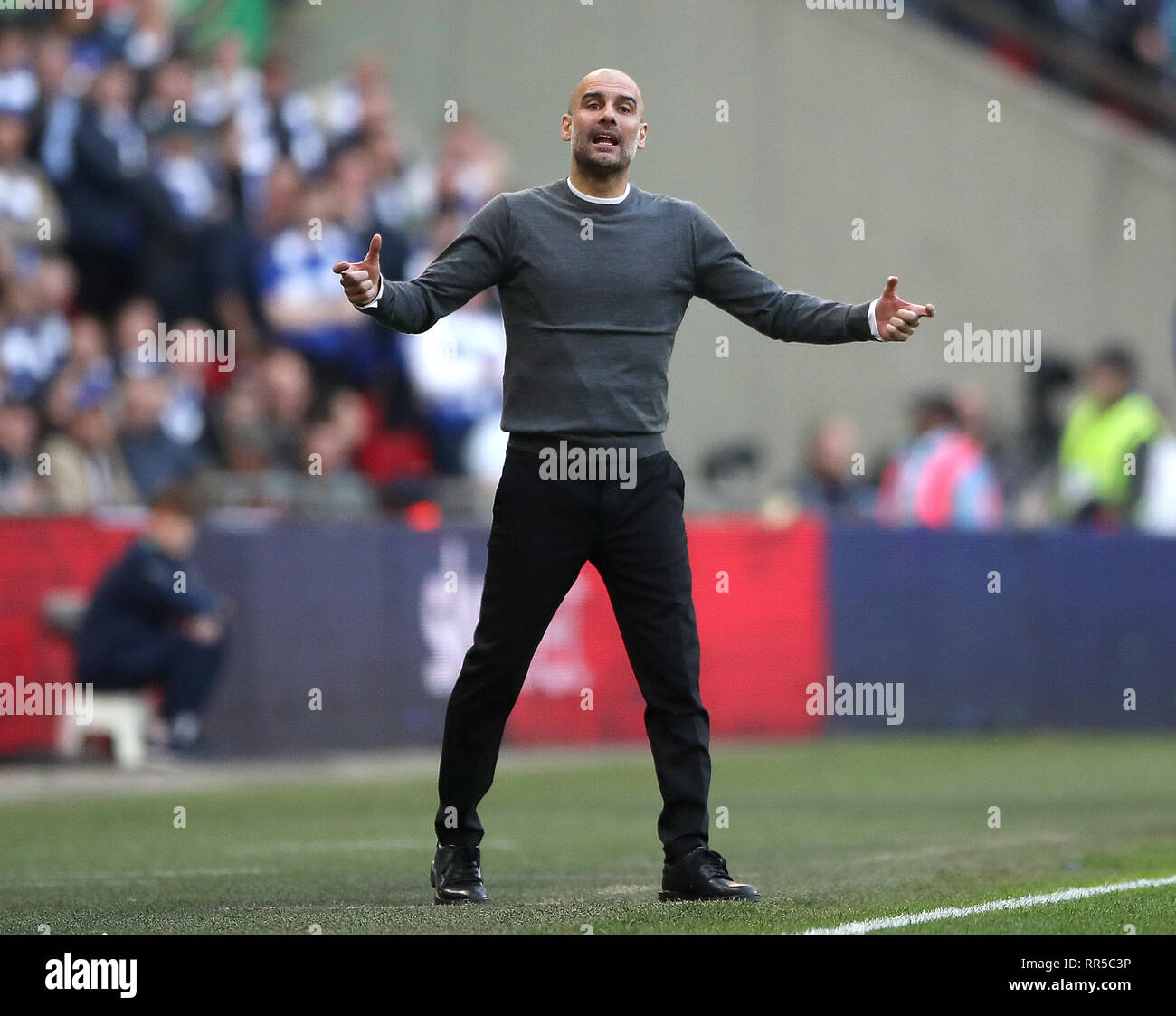 Manchester City manager Pep Guardiola on the touchline during the ...