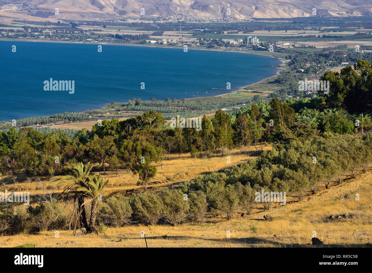 Natural landscape of northern israel with the view to Kinneret lake ...