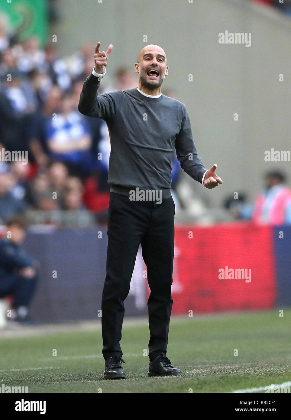 Manchester City manager Pep Guardiola on the touchline during the ...