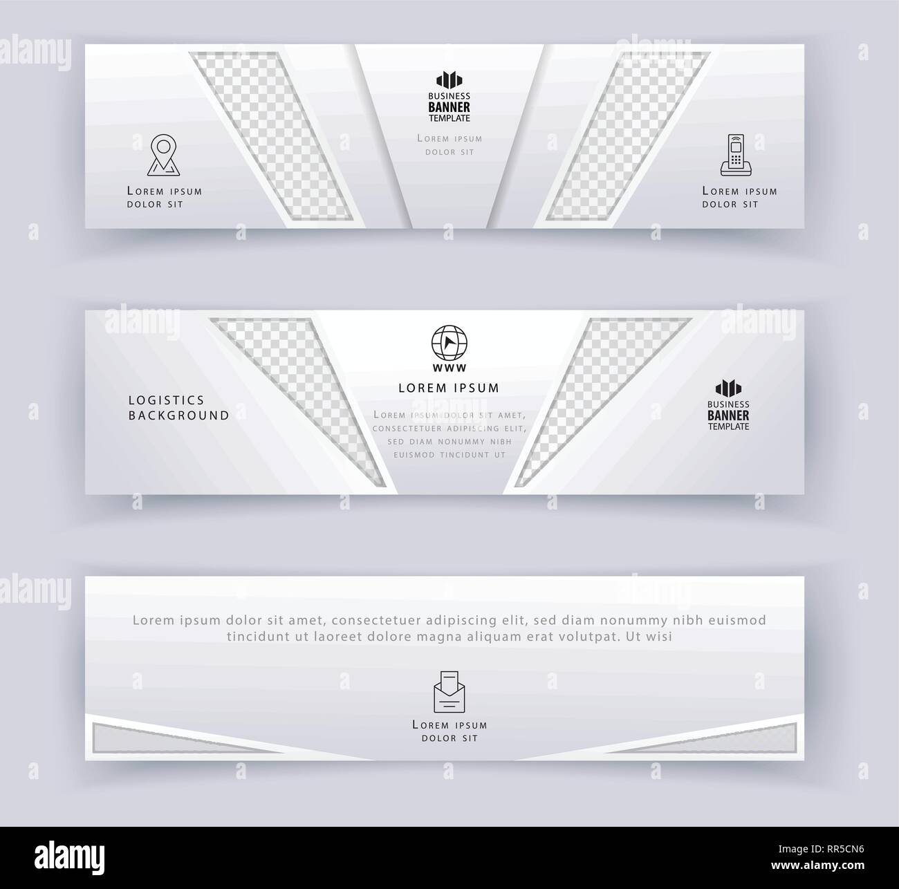 Business white banner template, Logistics horizontal template. Abstract ...