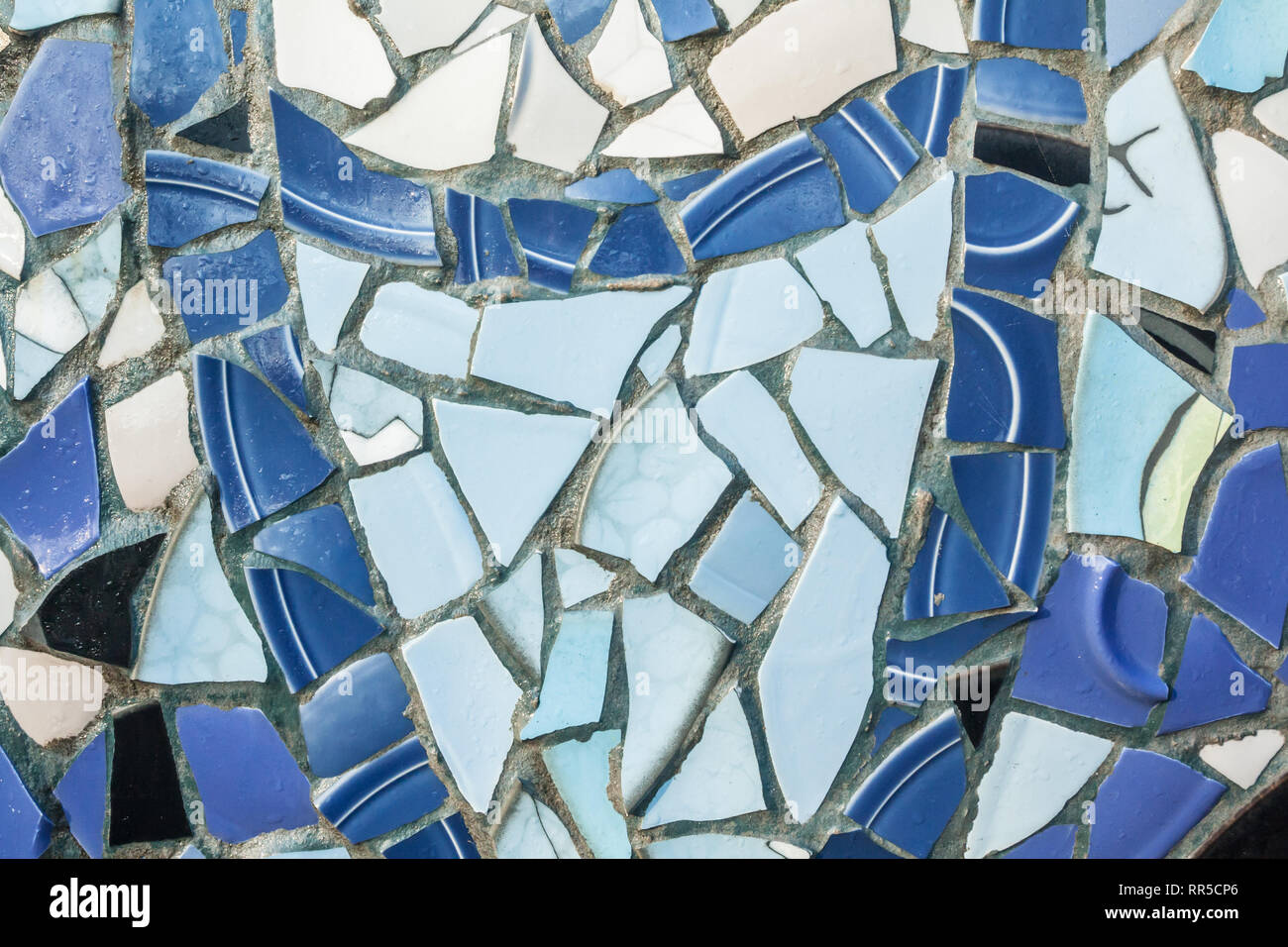 Background of wet mosaic wall decorative ornament from ceramic broken ...