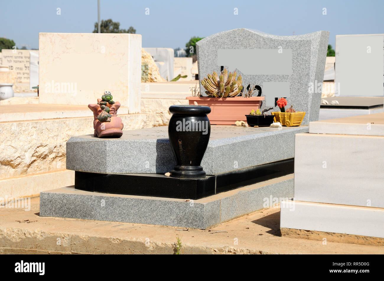 Marble gravestone at jewish cemetery in the central Israel Stock Photo ...