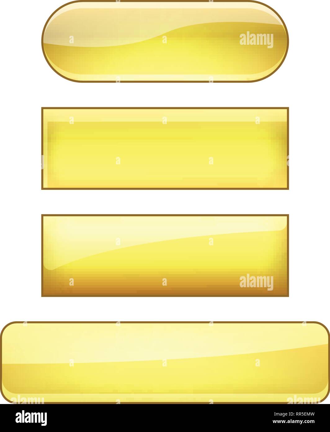 vector bright glossy web buttons set - golden yellow Stock Vector Image ...