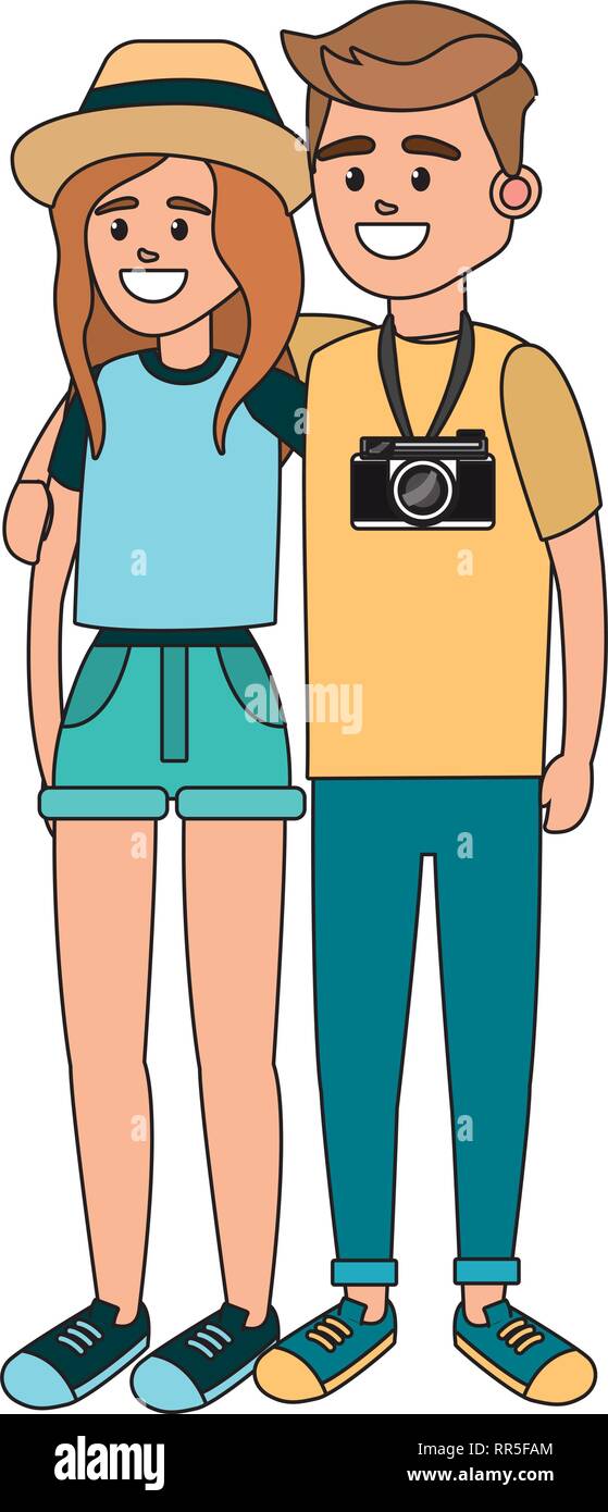 tourist couple cartoon Stock Vector Image & Art - Alamy