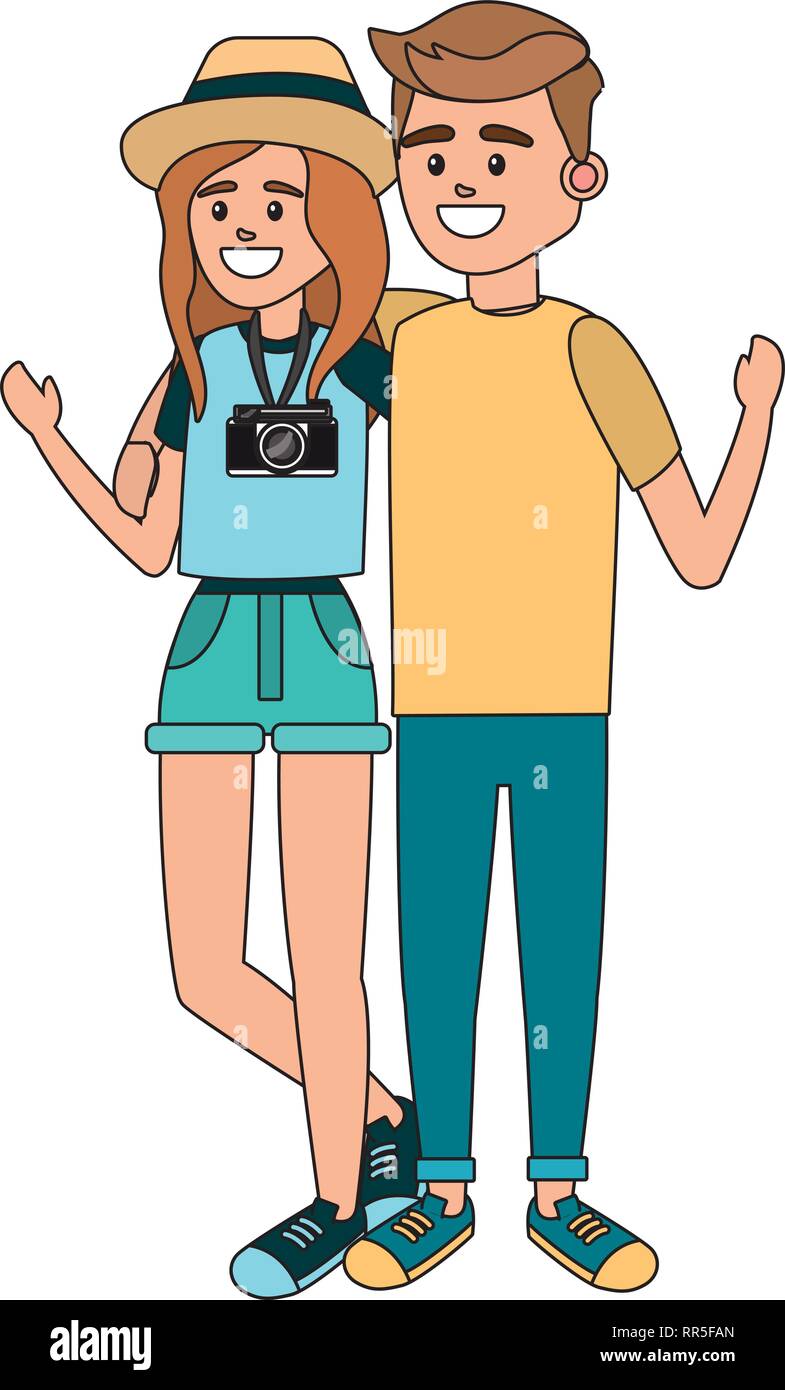 tourist couple cartoon Stock Vector Image & Art - Alamy