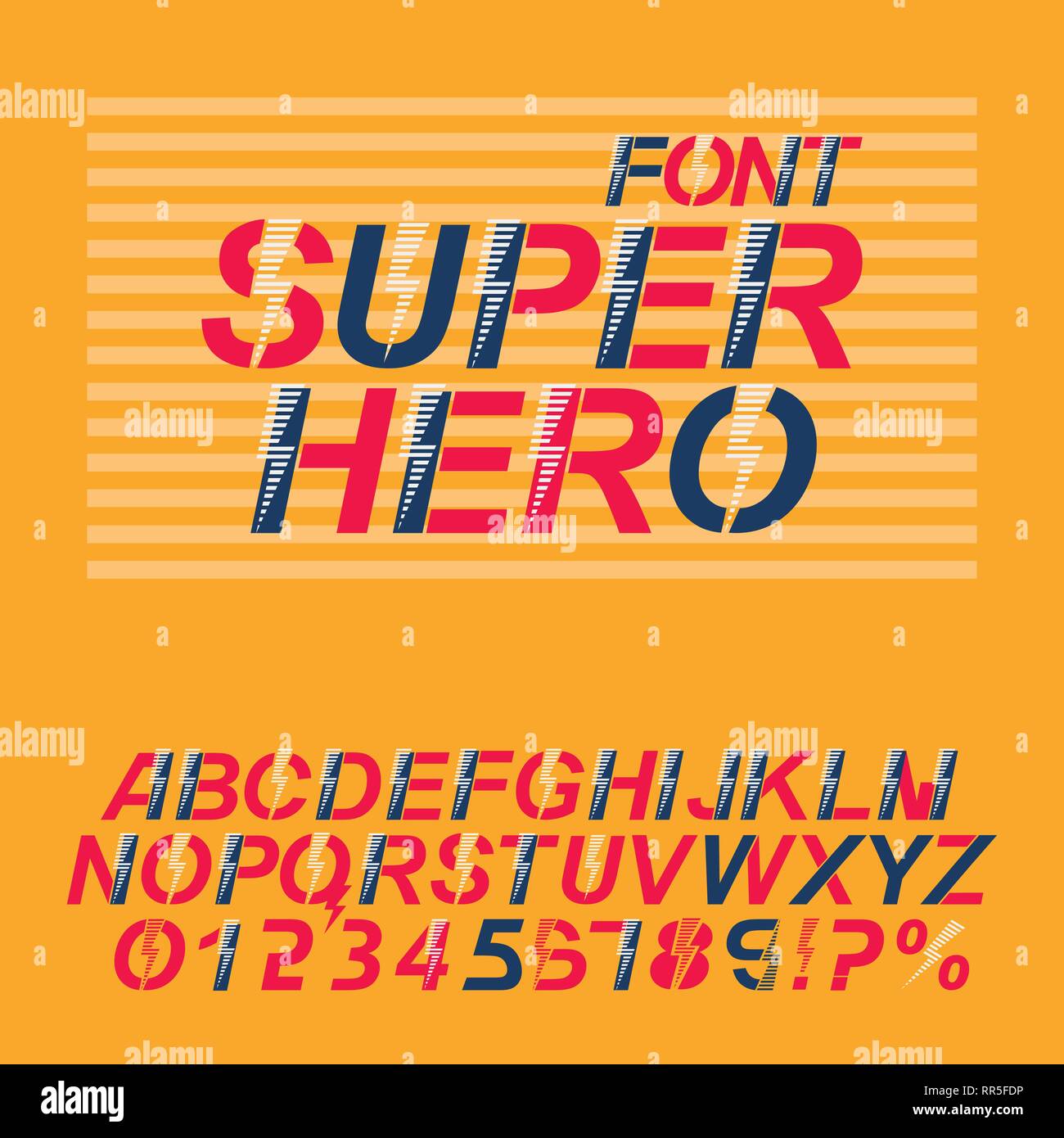 Superhero font. Alphabet letters and numbers in a comics style Stock ...