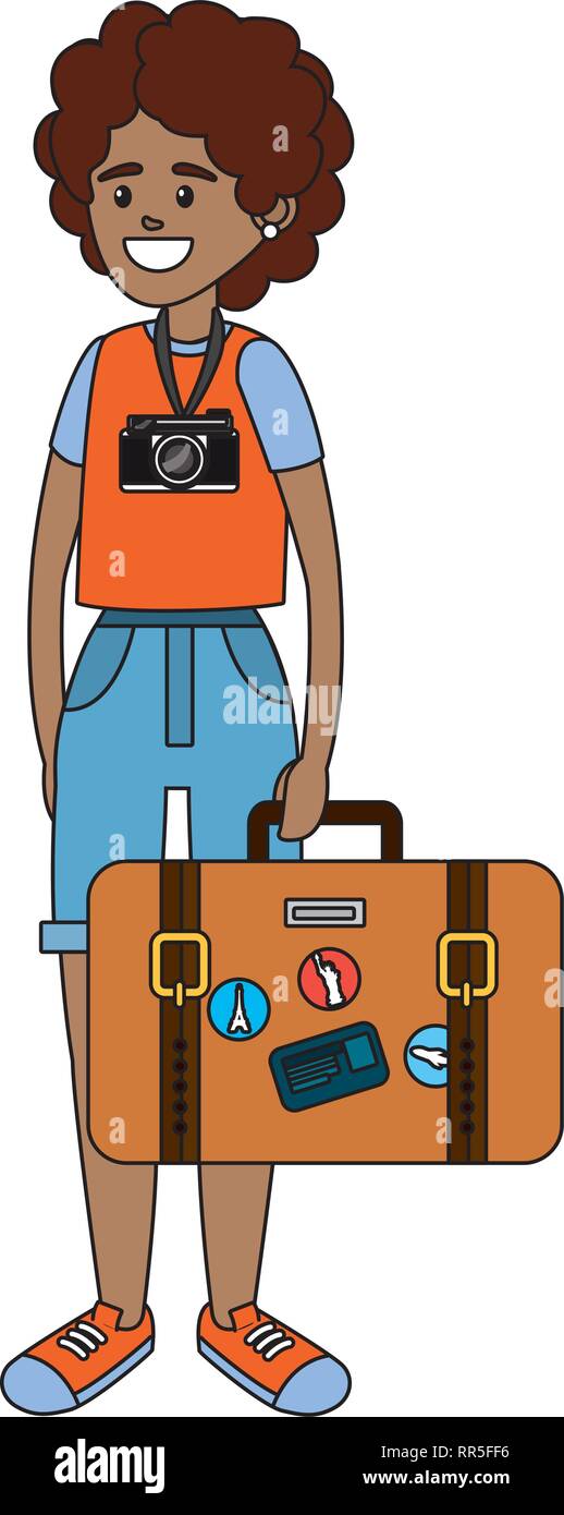 Travel sightseeing young woman Stock Vector Images - Alamy