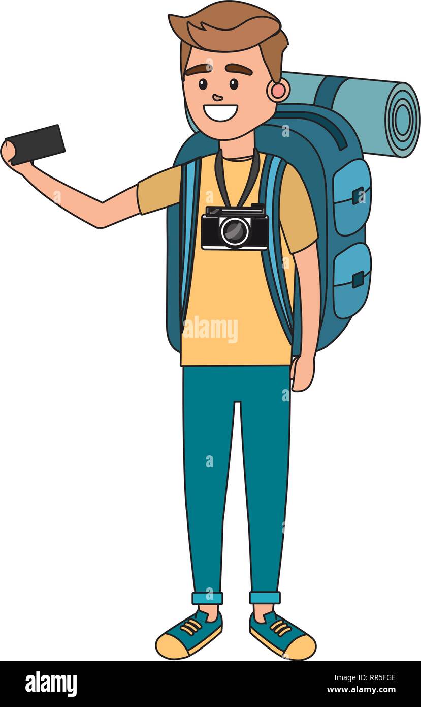 young tourist man cartoon Stock Vector Image & Art - Alamy