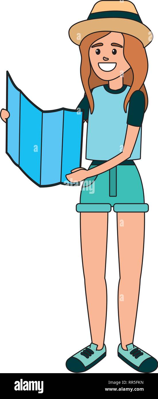 Travel sightseeing young woman Stock Vector Images - Alamy