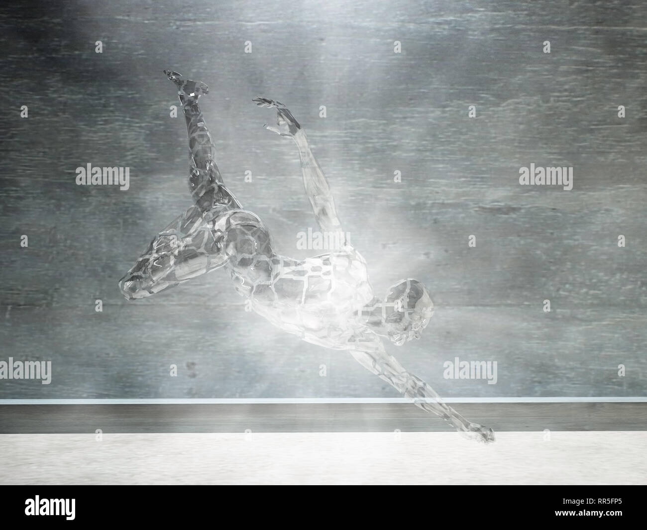Motion glass man figure radiates light rays Stock Photo - Alamy
