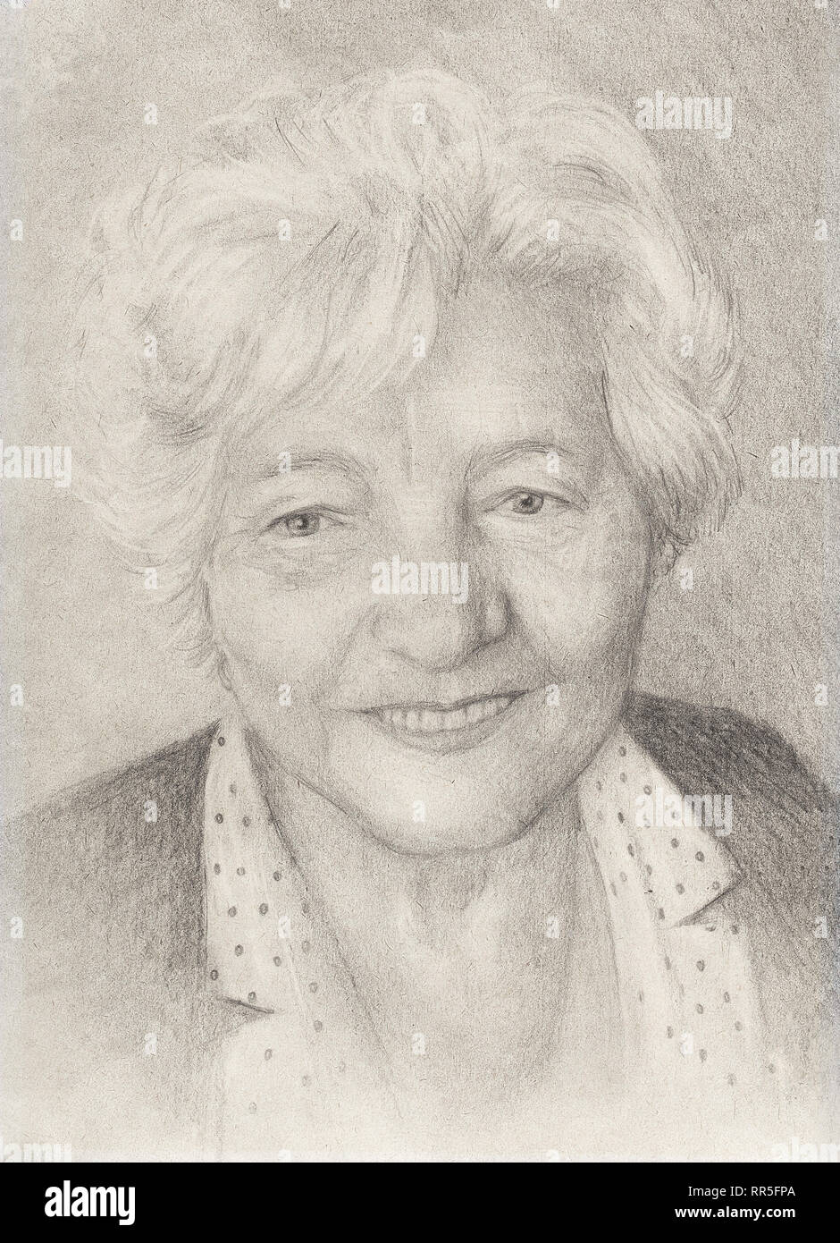 portrait draving of old woman face, smiling grandmother Stock Photo - Alamy