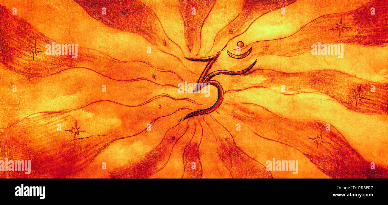 drawing of om sign, sacred symbol Stock Photo - Alamy