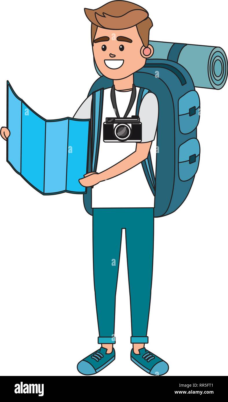 young tourist man cartoon Stock Vector Image & Art - Alamy