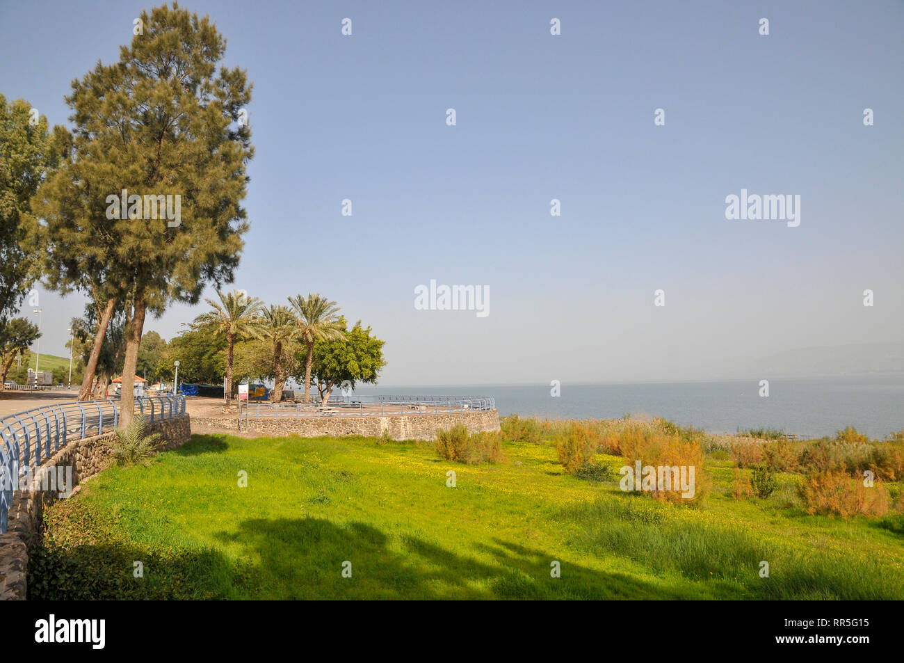Cityscape of Tiberias, Israel with the shores of the Sea Of Galilee ...