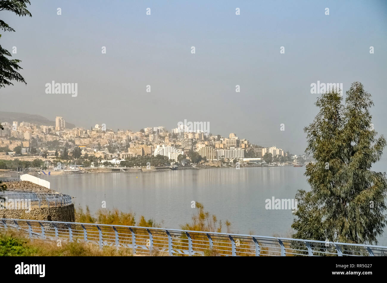 Cityscape of Tiberias, Israel with the shores of the Sea Of Galilee ...