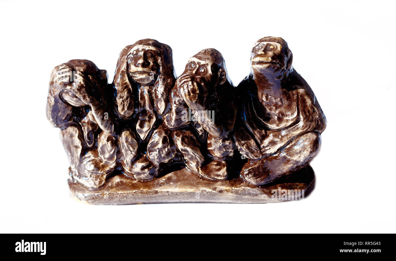 monkey figures depicting the wisdom of Budha - The wise monkeys Stock ...