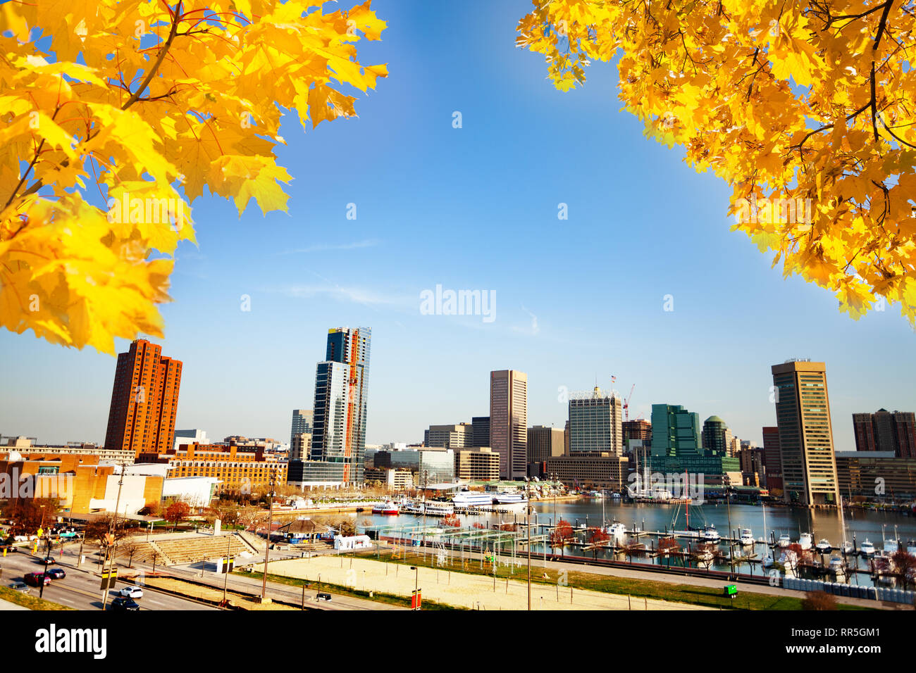 Baltimore Inner Harbor in autumn, Maryland, USA Stock Photo - Alamy