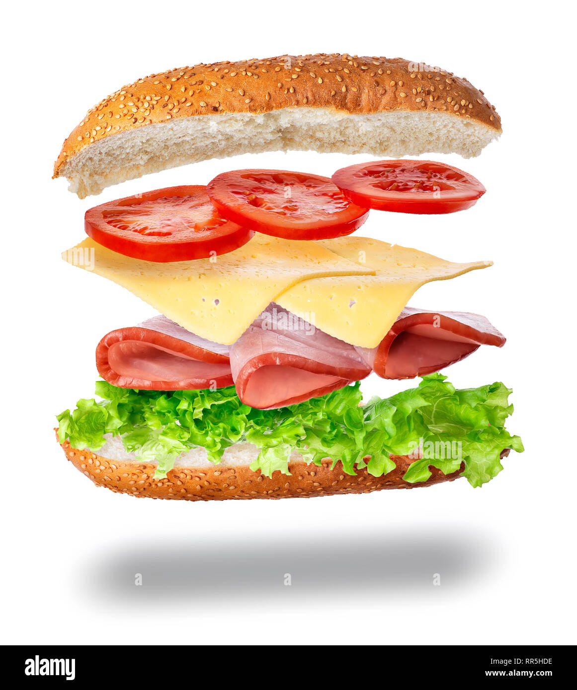 sandwich with flying ingredients Stock Photo - Alamy