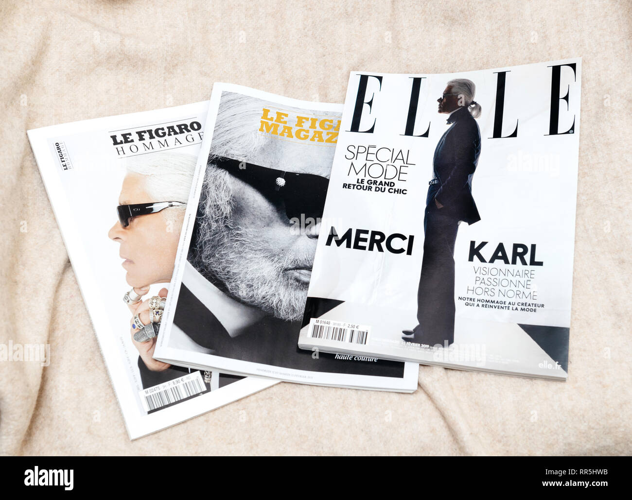 Paris, France - Feb 23, 2019: Multiple French tribute magazine on the ...