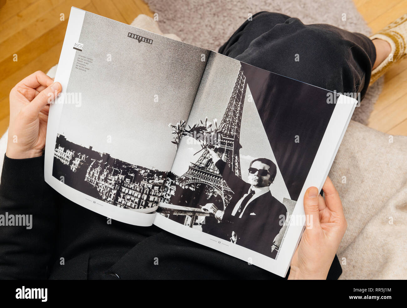 Paris, France - Feb 23, 2019: Woman reading French magazine covering ...