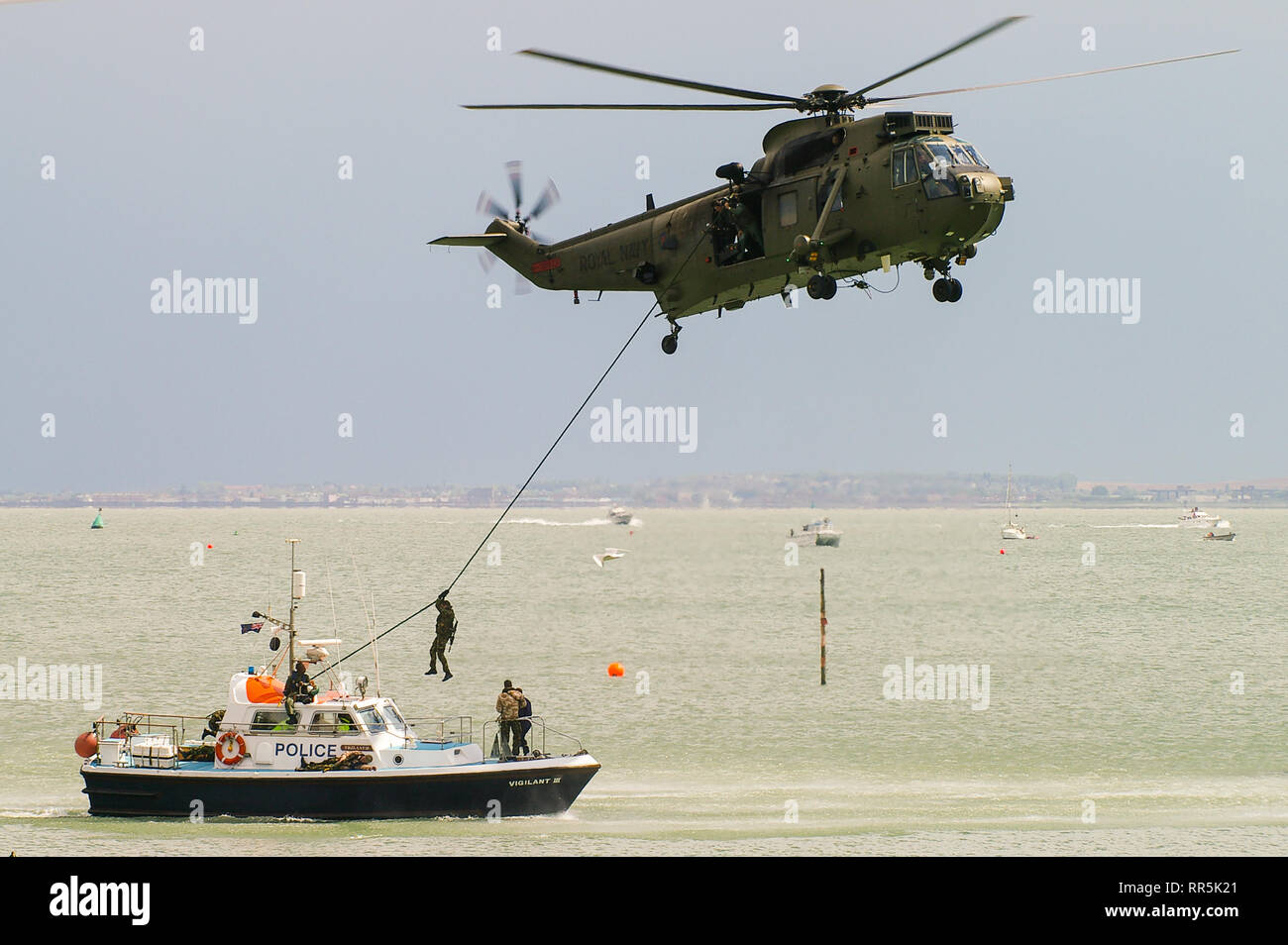 Royal Marines demonstrating storming a seagoing vessel overcoming ...